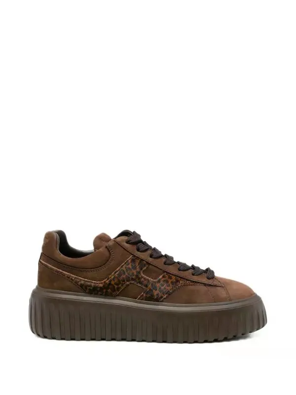 Hogan Leopard-print Suede Sneakers - Brown