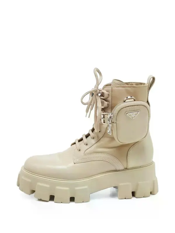 Prada Monolith Combat Boots - Neutrals