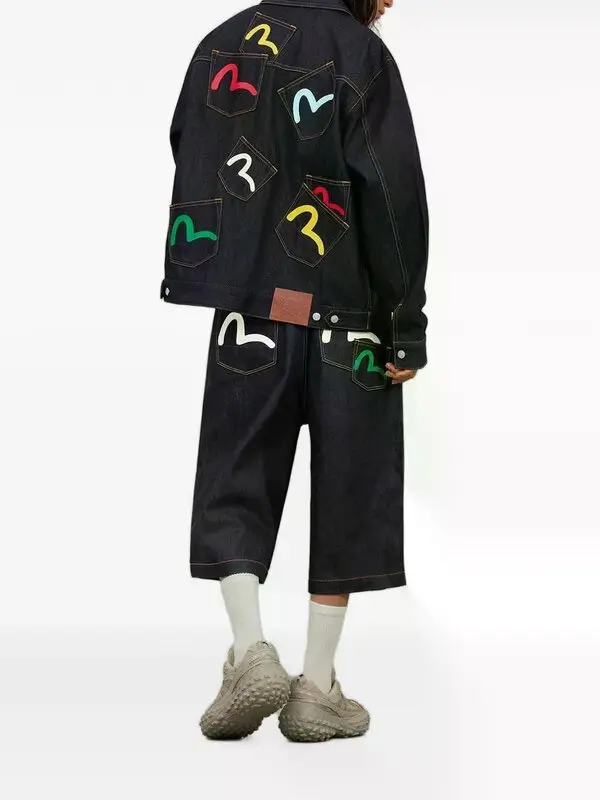 EVISU Seagull-print Multi-pocket Denim Jacket