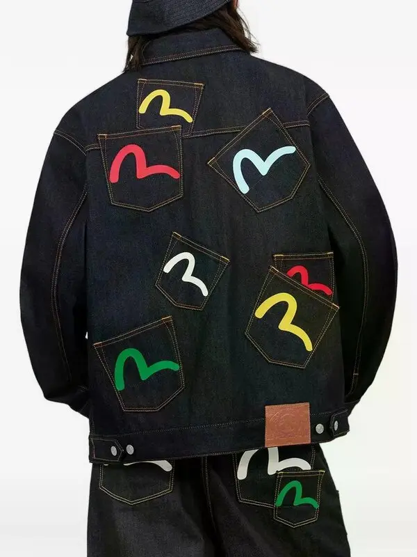 EVISU Seagull-print Multi-pocket Denim Jacket