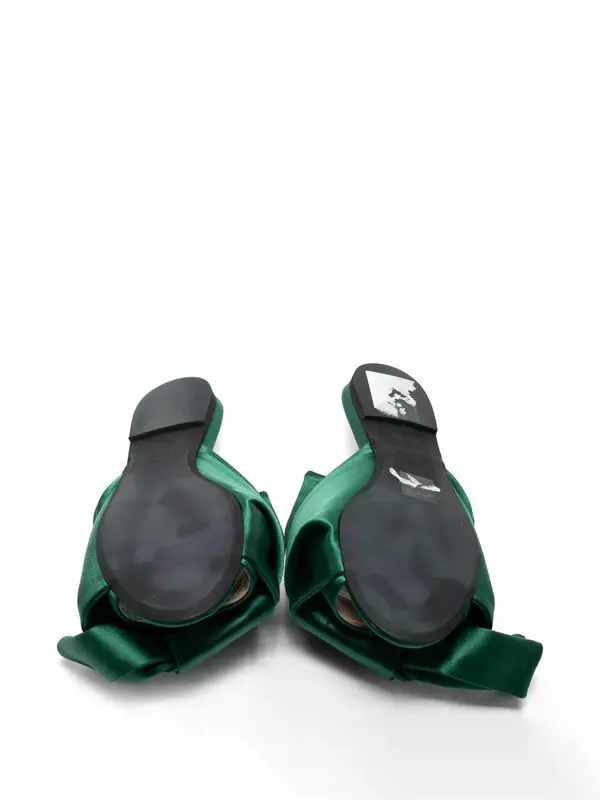 N°21 Satin Knot Detail Flat Sandals - Green
