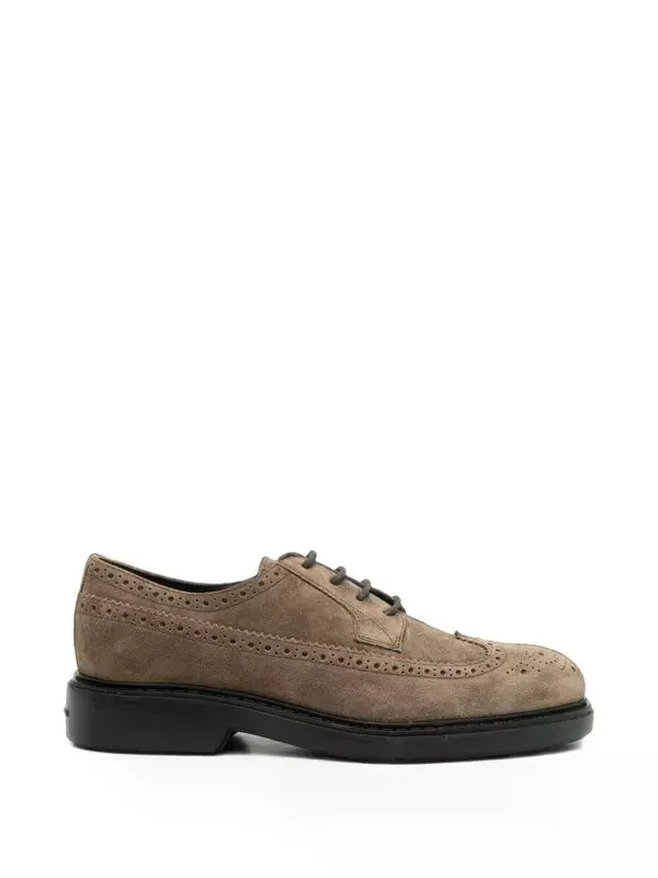 Hogan H704 Brogue-detail Suede Derby Shoes