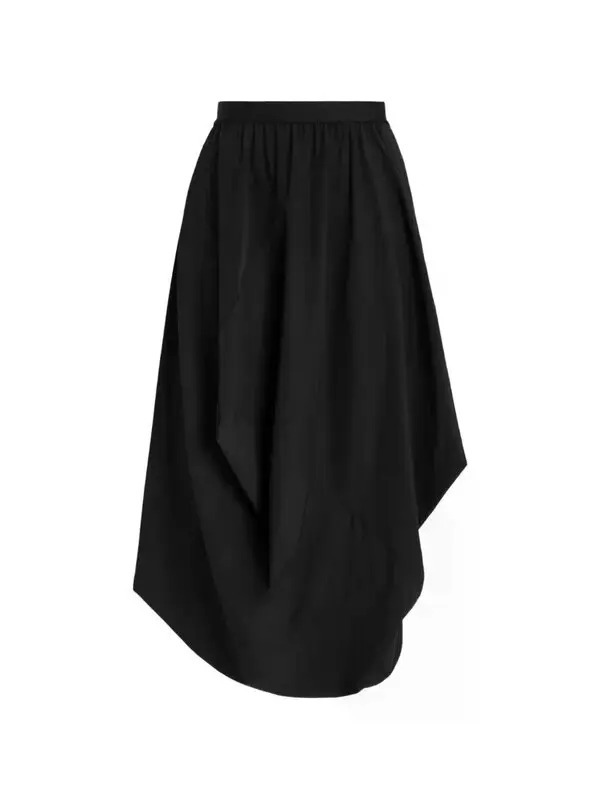 High Topple Draped Asymmetric Midi Skirt - Black