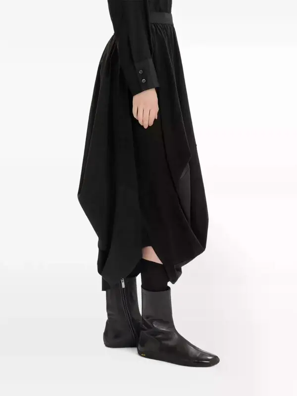 High Topple Draped Asymmetric Midi Skirt