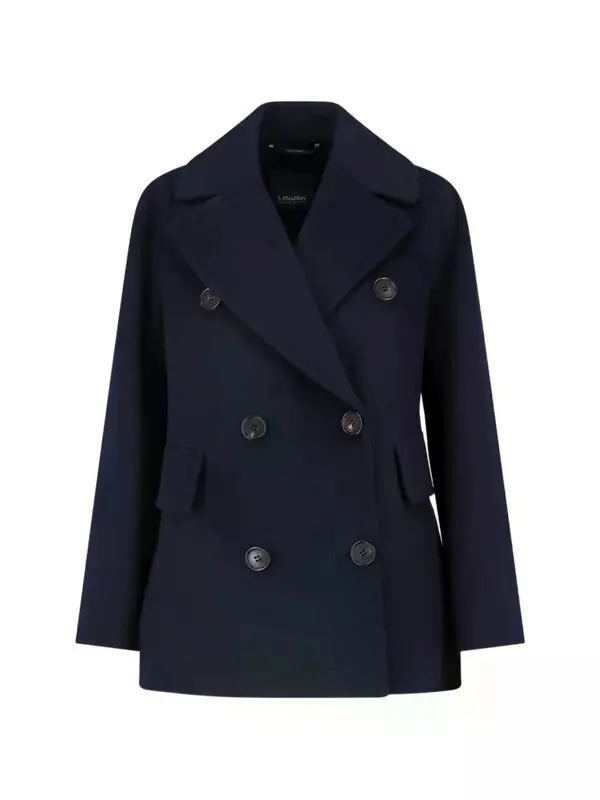 Max Mara Double-breasted Virgin Wool Jacket - Blue