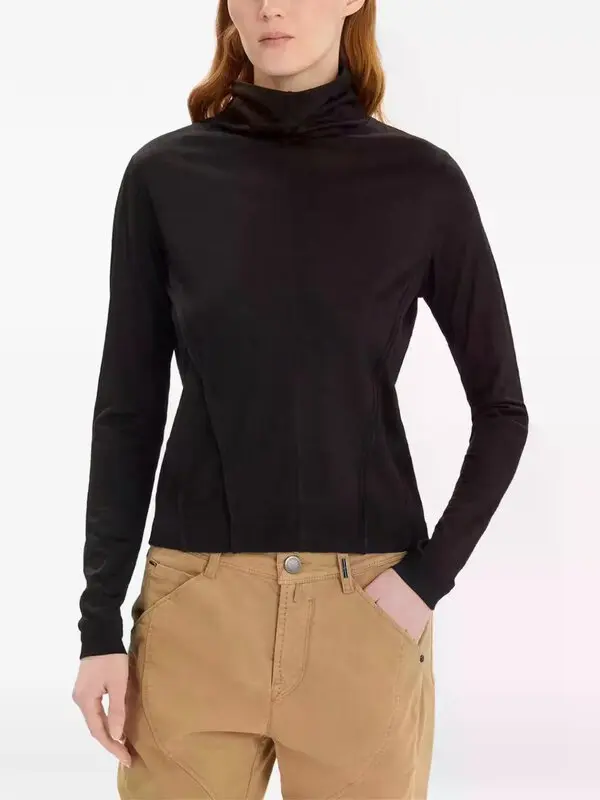 High Deflect Exposed-seam Long-sleeved Turtleneck T-shirt