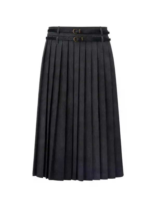 Liu Jo Belted Pleated Midi Skirt - Grey