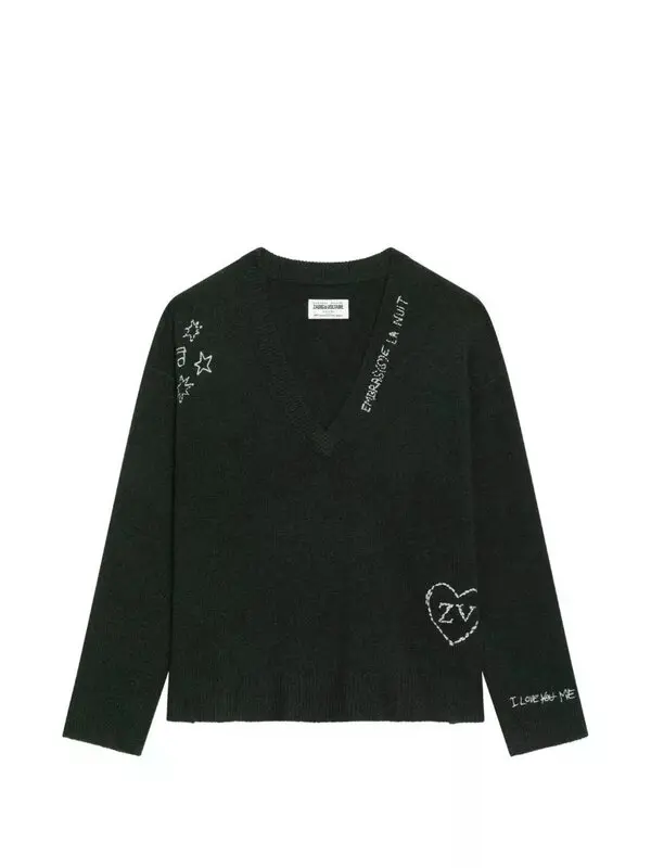 Zadig&Voltaire Mikyz Intarsia-knit V-neck Sweater - Black
