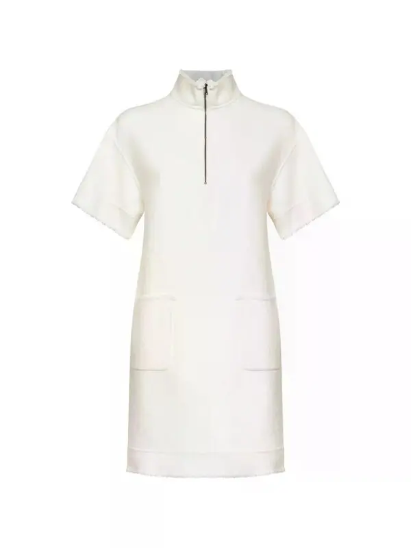 Max Mara Frayed-edge Quarter-zip Mini Dress - Neutrals