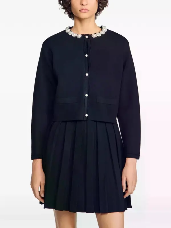 Sandro Embellished Cropped Cardigan