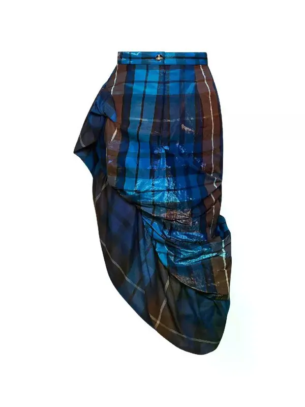 VIVIENNE WESTWOOD Marilyn Buchanan Tartan Ruffled Midi Skirt - Blue