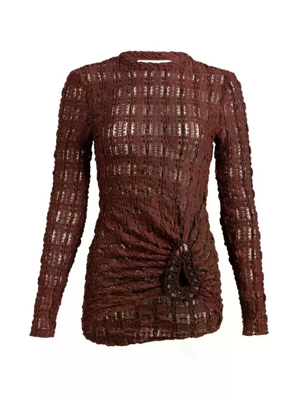 Silvia Tcherassi Roma Ruched Long-sleeve T-shirt - Brown