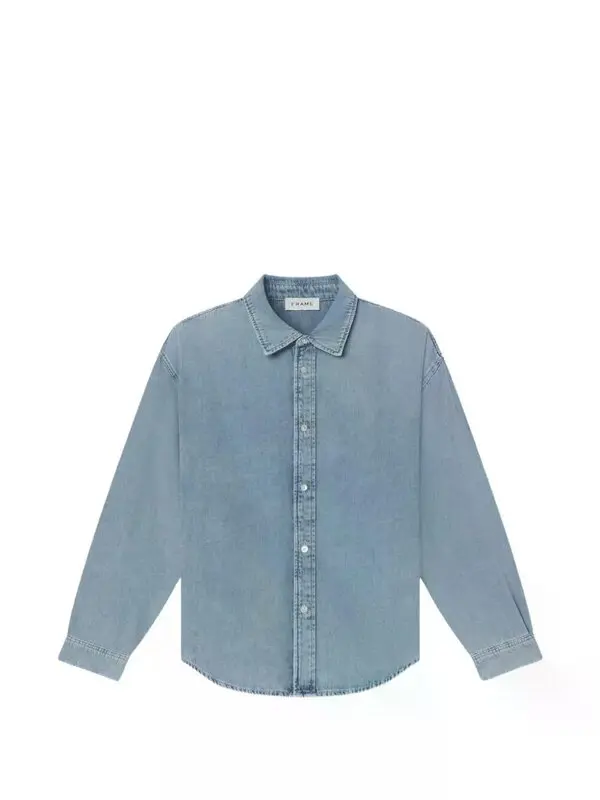 FRAME Faded-effect Long-sleeve Denin Shirt - Blue
