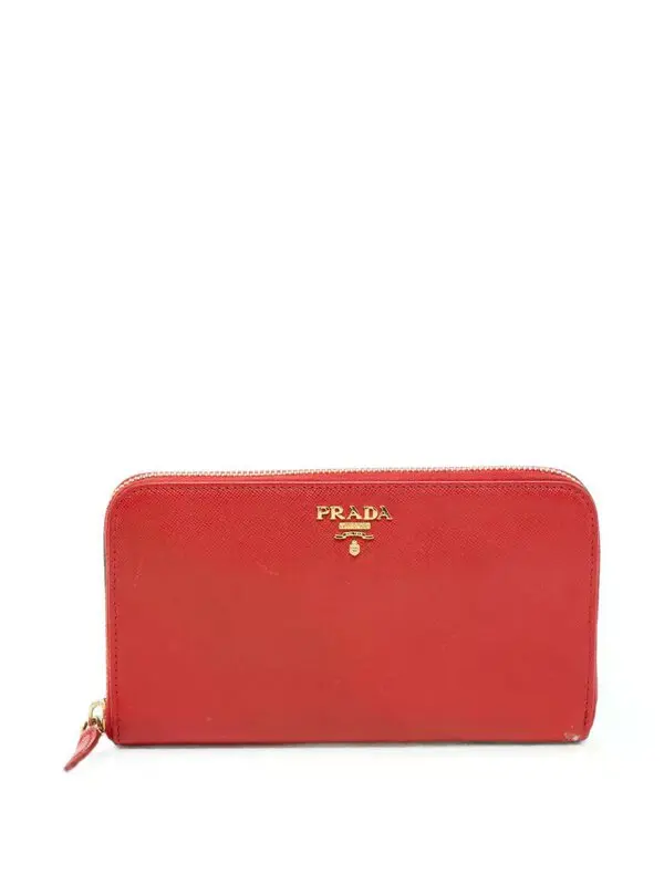 Prada Continental Zip-around Wallet - Red