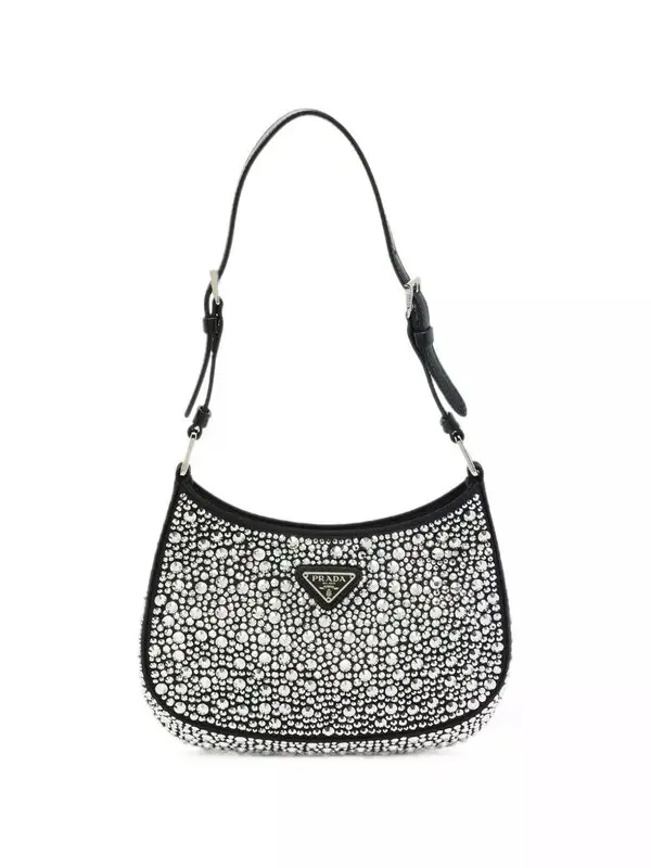 Prada Cleo Crystal-embellished Shoulder Bag - Black