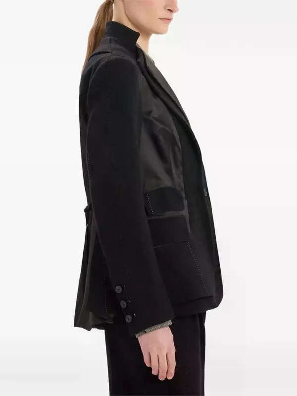 High Zig-zag Panelled Contrast-lapel Blazer