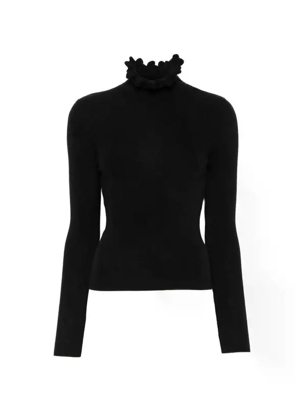 Sandro Ruffle-trim Turtleneck Sweater - Black