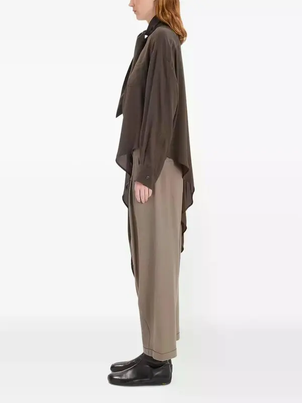 High Warble Pussy-bow Asymmetric Shirt