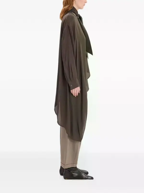 High Warble Pussy-bow Asymmetric Shirt
