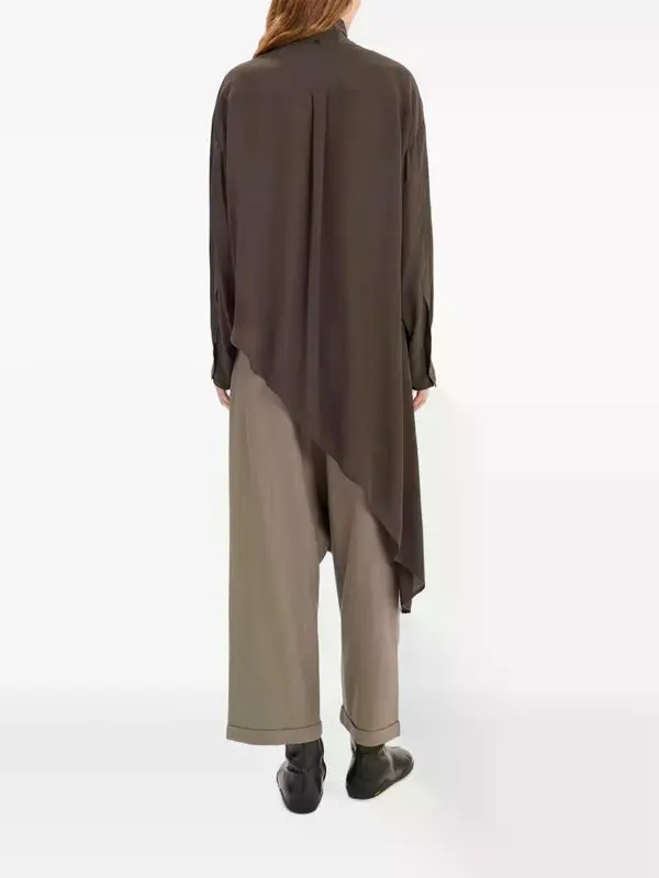 High Warble Pussy-bow Asymmetric Shirt