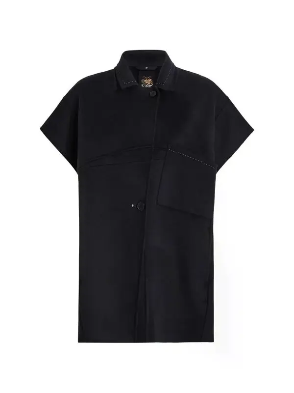 High Correct Contrast-stitch Short-sleeved Cape