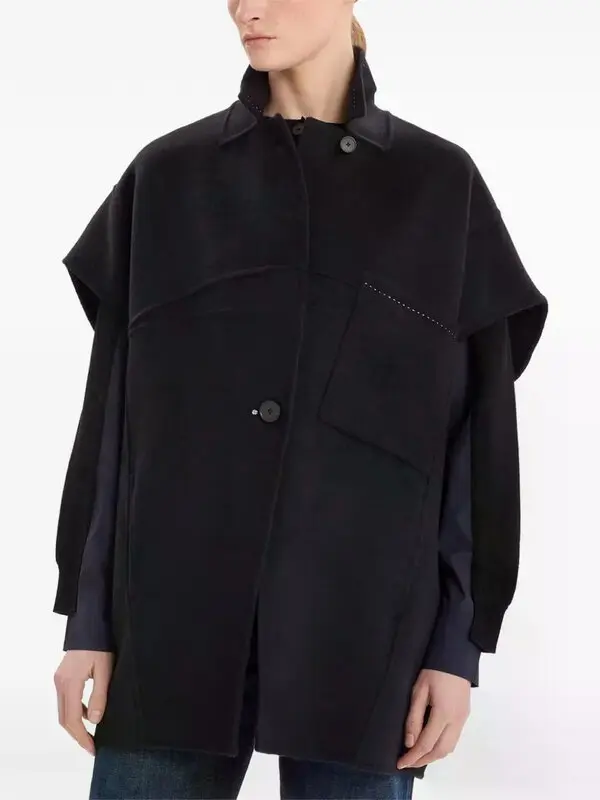 High Correct Contrast-stitch Short-sleeved Cape