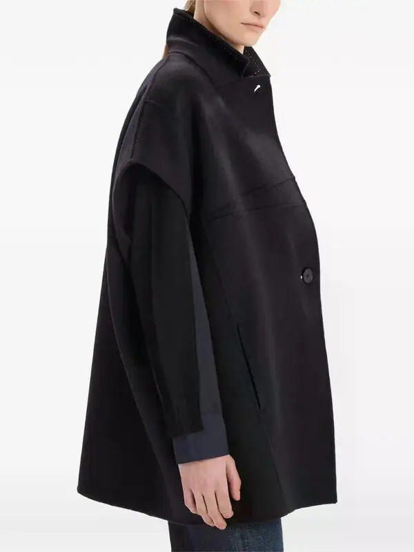 High Correct Contrast-stitch Short-sleeved Cape