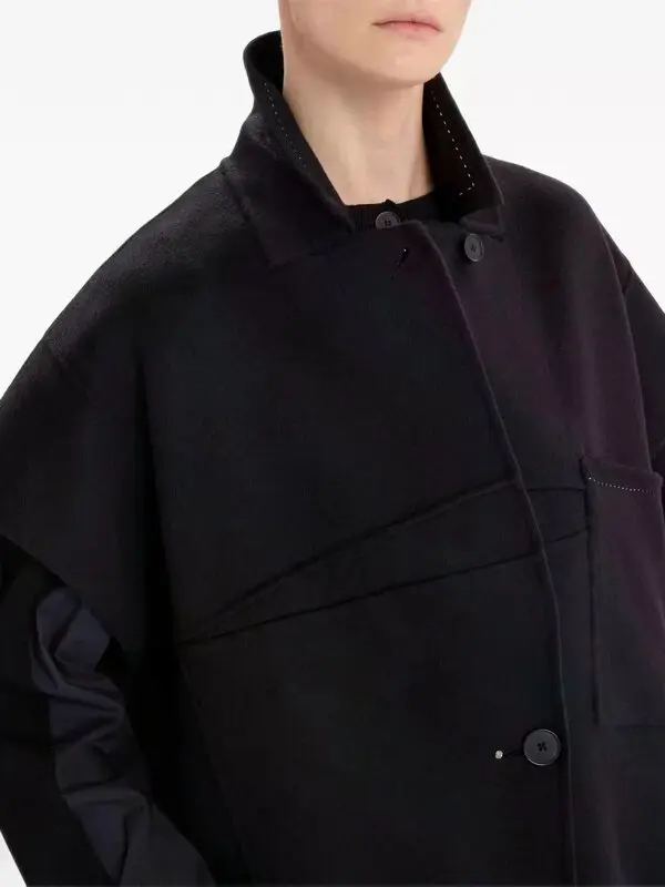 High Contrast-stitch Short-sleeved Cape