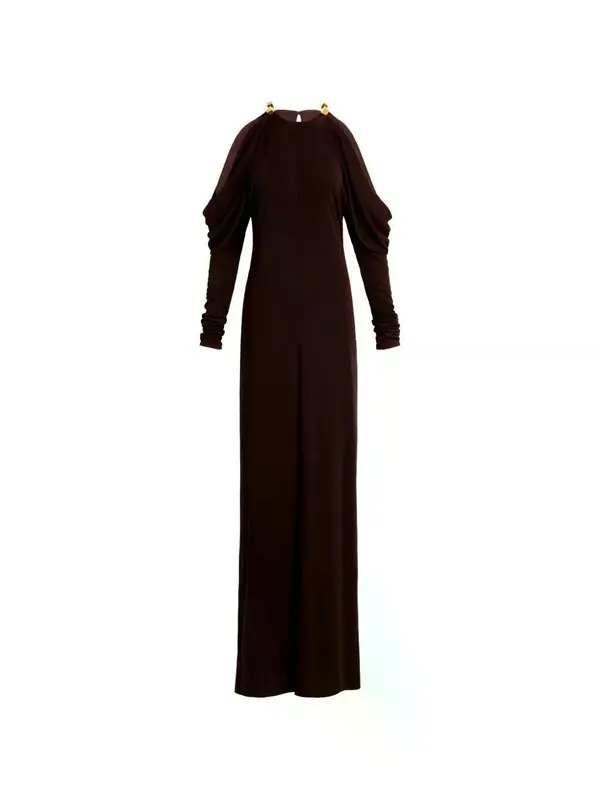 Silvia Tcherassi Kilian Cold-shoulder Maxi Dress - Brown
