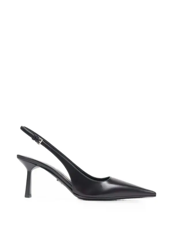 Prada Brushed Leather Pointed Toe Slingback Pumps