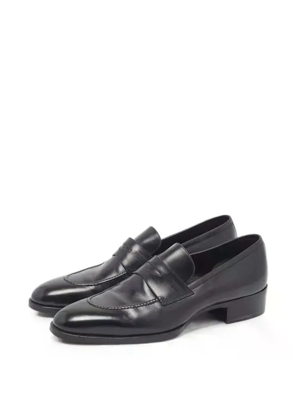 TOM FORD Leather Penny Loafers - Black