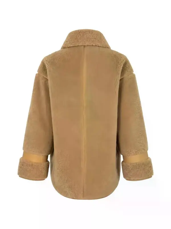 Pinko Shearling-effect Pea Coat With High Neck