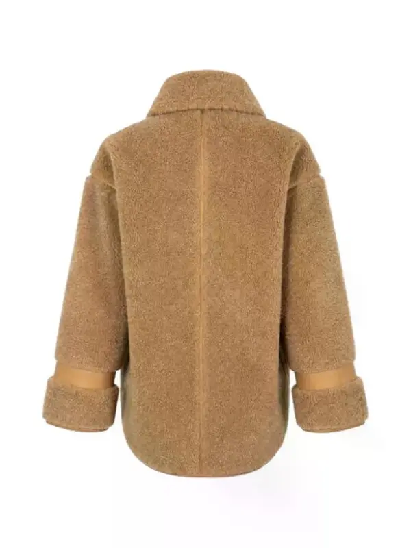Pinko Shearling-effect Pea Coat With High Neck