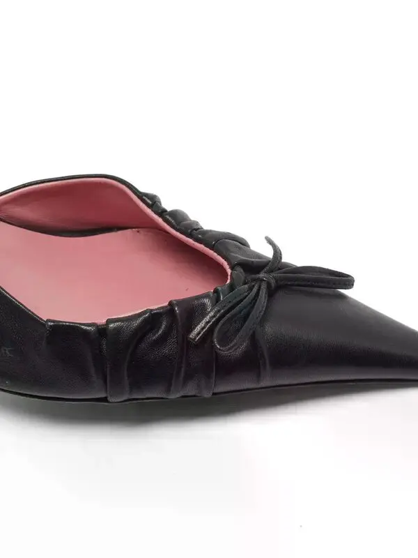 Blumarine Leather Pointed Toe Bow Detail Slingback Pumps