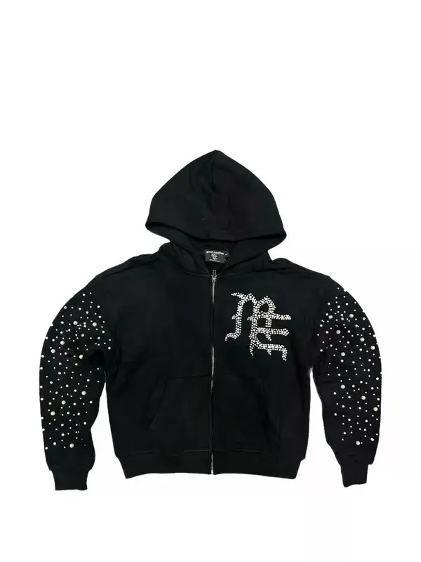 Mixed Emotion Embellished Zip-up Hoodie