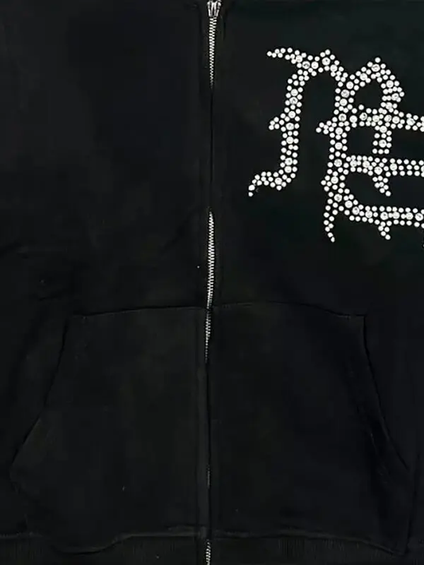 Mixed Emotion Embellished Zip-up Hoodie