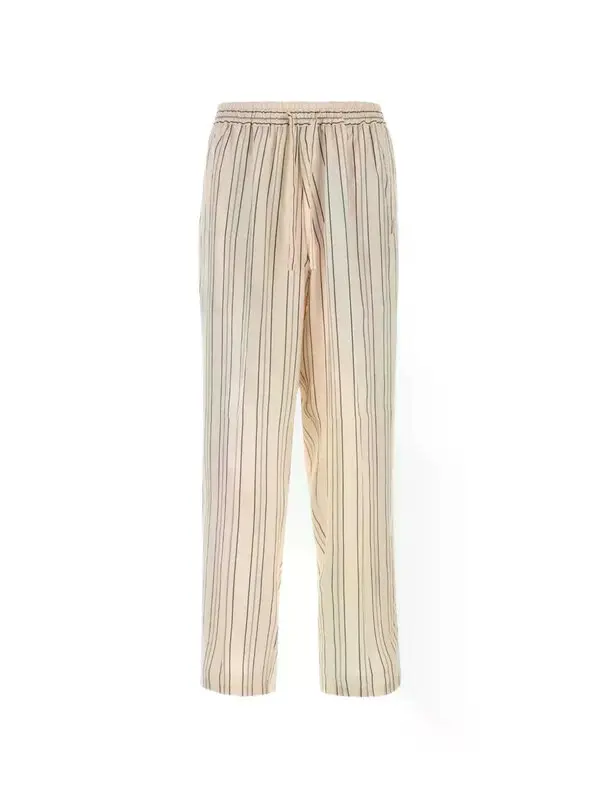 UMIT BENAN Julian Embroidered Silk Trousers - Neutrals