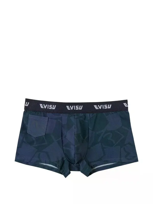 EVISU Seagull Logo-waistband Monogram-print Boxers - Blue