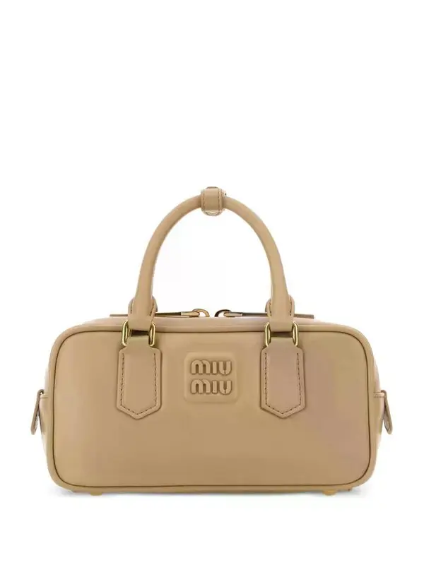 Miu Miu Arcadie Leather Tote Bag - Neutrals