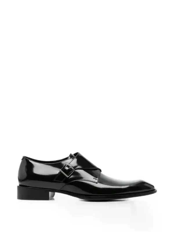 Saint Laurent Connor Buckle-fastening Leather Oxford Shoes - Black
