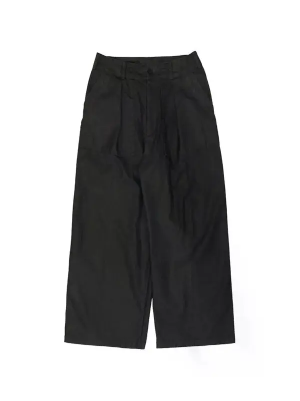 YOKE Coated-cotton Pleated Trousers - Black