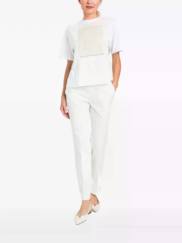 TWINSET Floral-embroidered Graphic-print T-shirt - White