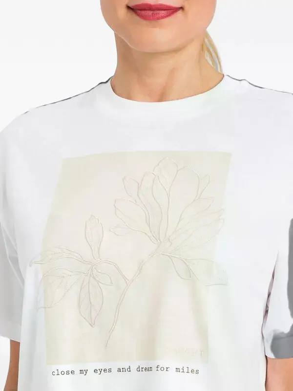 TWINSET Floral-embroidered Graphic-print T-shirt