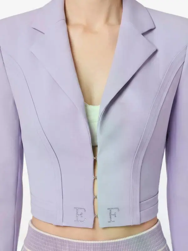 Elisabetta Franchi Double Layer Stretch Crêpe Jacket With Raw-edge Trims
