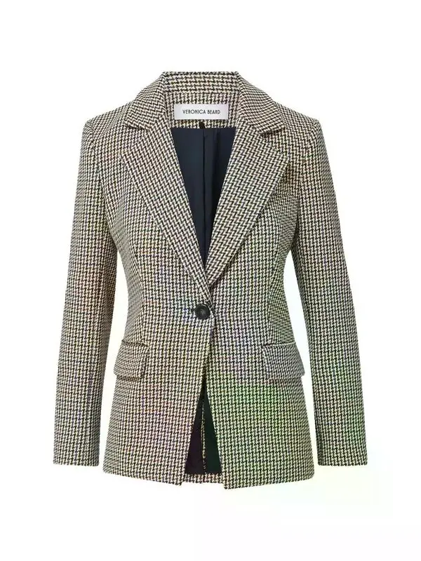 Veronica Beard Healy Houndstooth Single-breasted Blazer - Blue