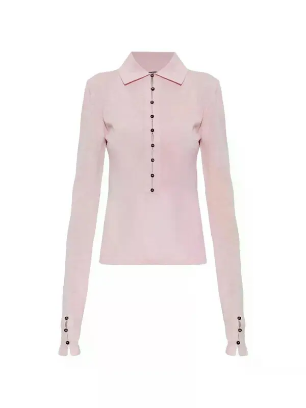 Jacquemus The Merino Long-sleeve Polo Shirt - Pink