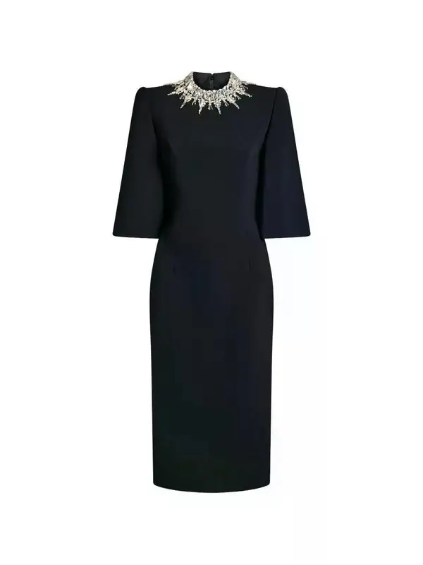 Jenny Packham Bibi Crystal-embellished Flared-sleeve Dress - Black