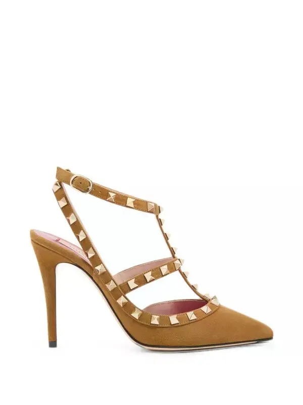 Valentino Garavani Rockstud Suede Pumps 100mm - Neutrals