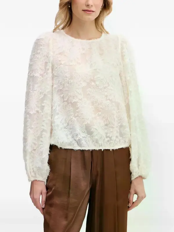 OUI Fringed Puff-sleeve Blouse - White