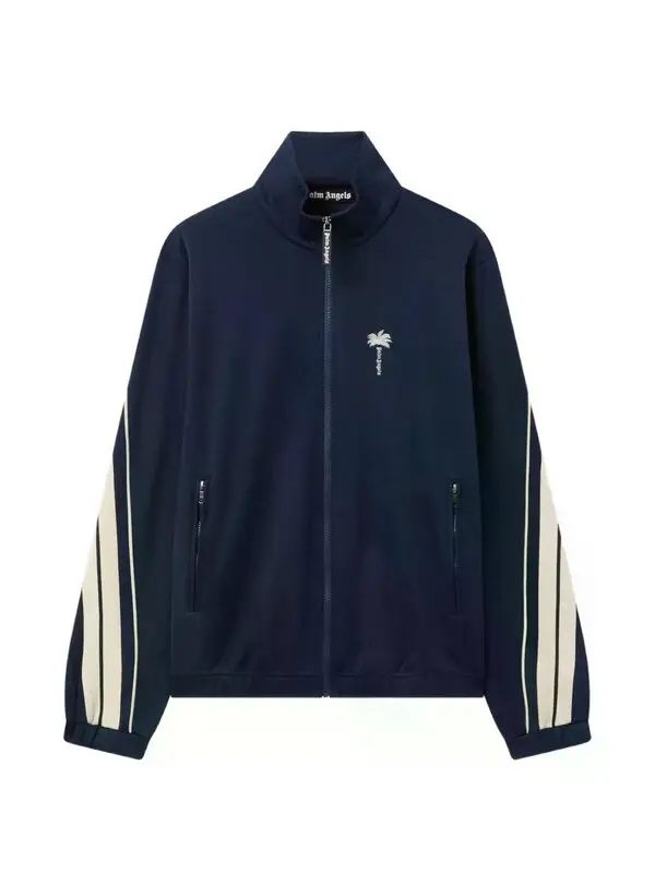 Palm Angels Palm Tree Striped Track Jacket - Blue